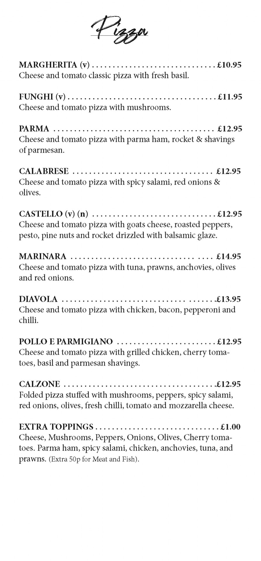 Menu :: Castello